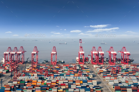 ocean container terminal Stock Photo by chuyu2014 | PhotoDune
