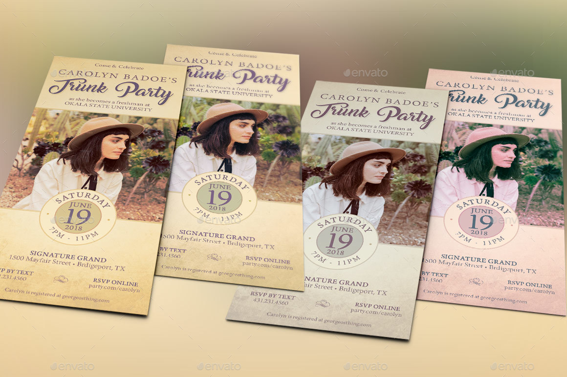 Retro Trunk Party Flyer Template, Print Templates | GraphicRiver