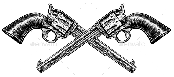 Crossed Pistol Guns by Krisdog | GraphicRiver