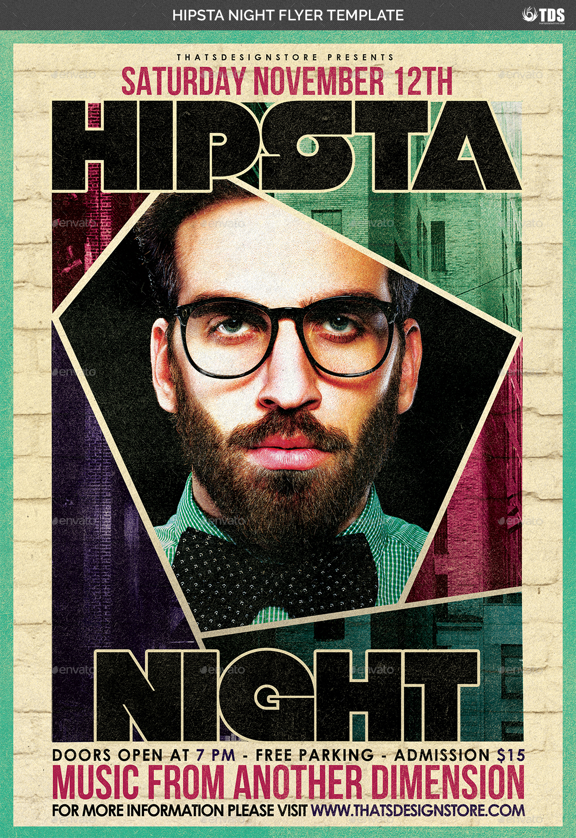 Hipsta Night Flyer Template by lou606 | GraphicRiver