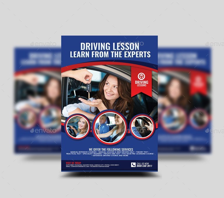 Driving Lesson Services Flyer, Print Templates | GraphicRiver
