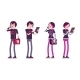 Emo Boy and Girl in Standing Pose with Gadgets, Vectors | GraphicRiver
