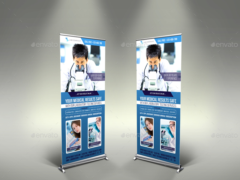 Medical Laboratory Signage Roll Up Banner Template, Print Templates