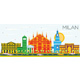 Milan Skyline with Color Landmarks and Blue Sky. by booblgumpnz ...