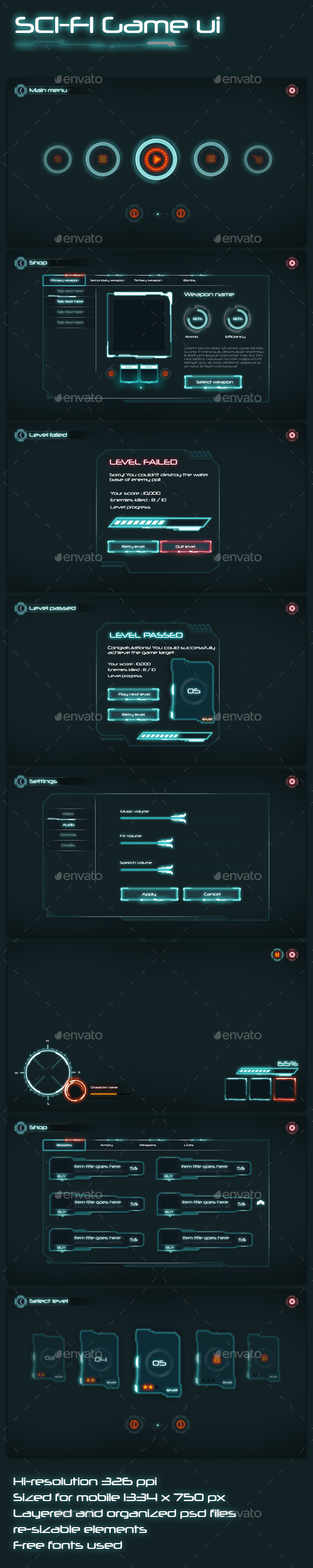 Sci-Fi Game UI by anchor_point_heshan | GraphicRiver