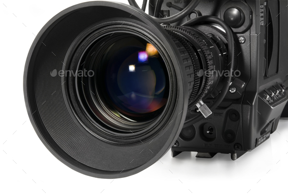 Professional digital video camera, isolated on white background Stock ...