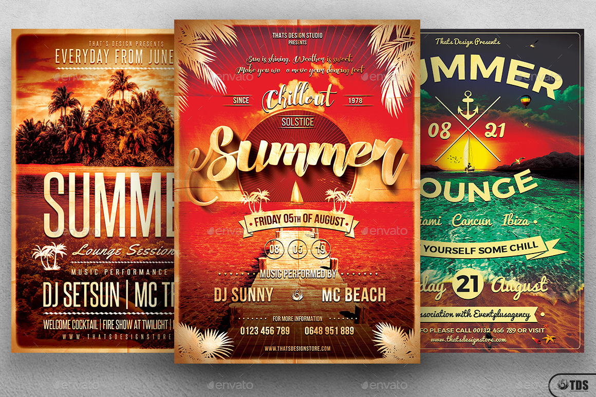 Summer Lounge Flyer Bundle, Print Templates | GraphicRiver