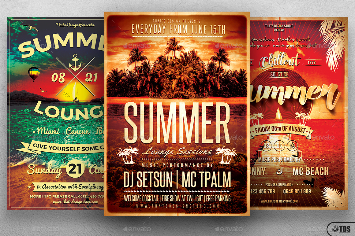 Summer Lounge Flyer Bundle, Print Templates | GraphicRiver