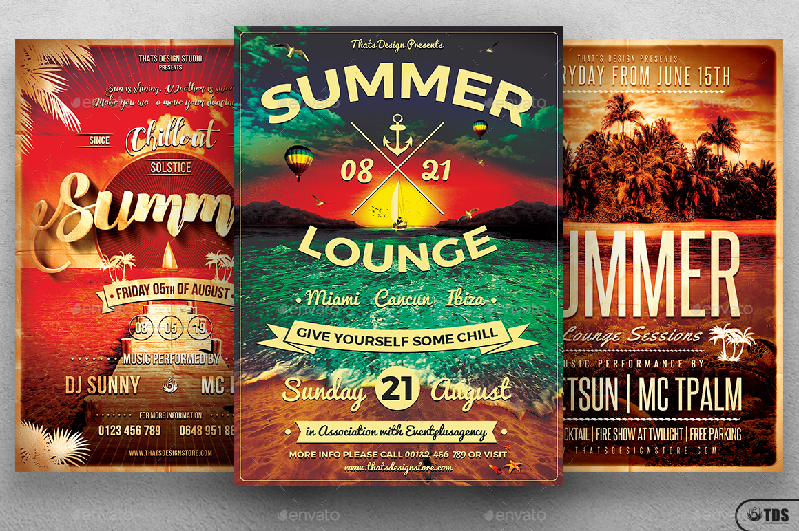 Summer Lounge Flyer Bundle, Print Templates | GraphicRiver