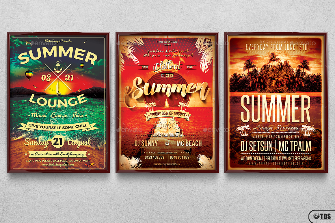 Summer Lounge Flyer Bundle, Print Templates | GraphicRiver