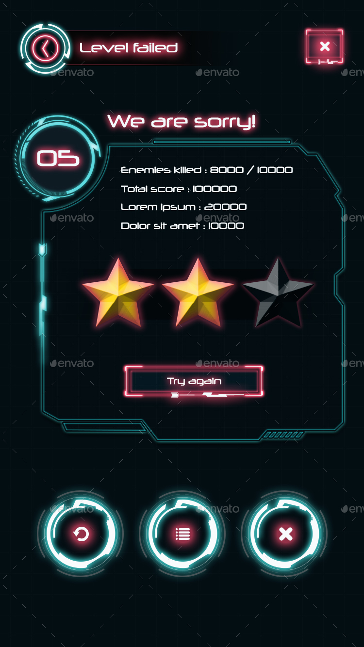 Simple Sci-Fi Game UI, Game Assets | GraphicRiver