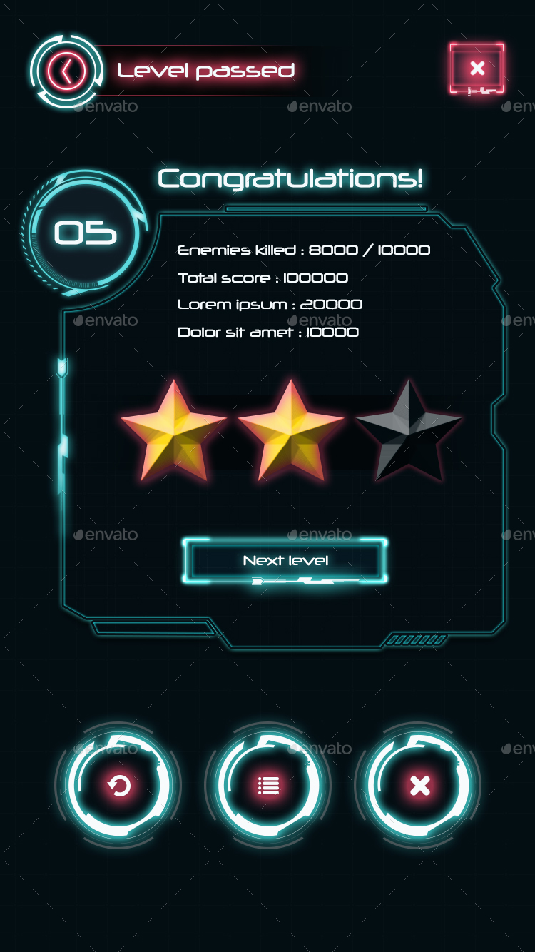 Simple Sci-Fi Game UI, Game Assets | GraphicRiver