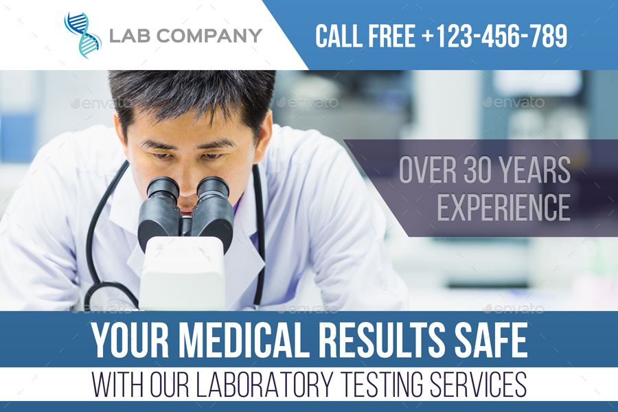 Medical Laboratory Postcard Template, Print Templates | GraphicRiver