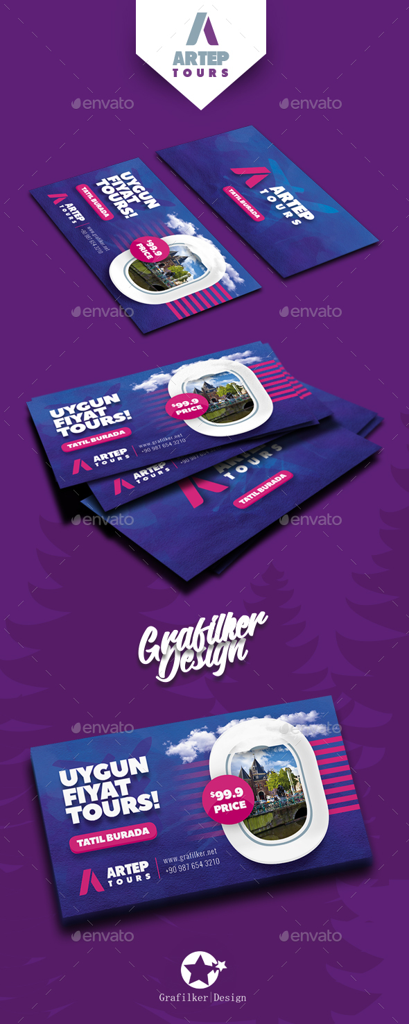 Travel Tours Business Card Templates by grafilker | GraphicRiver