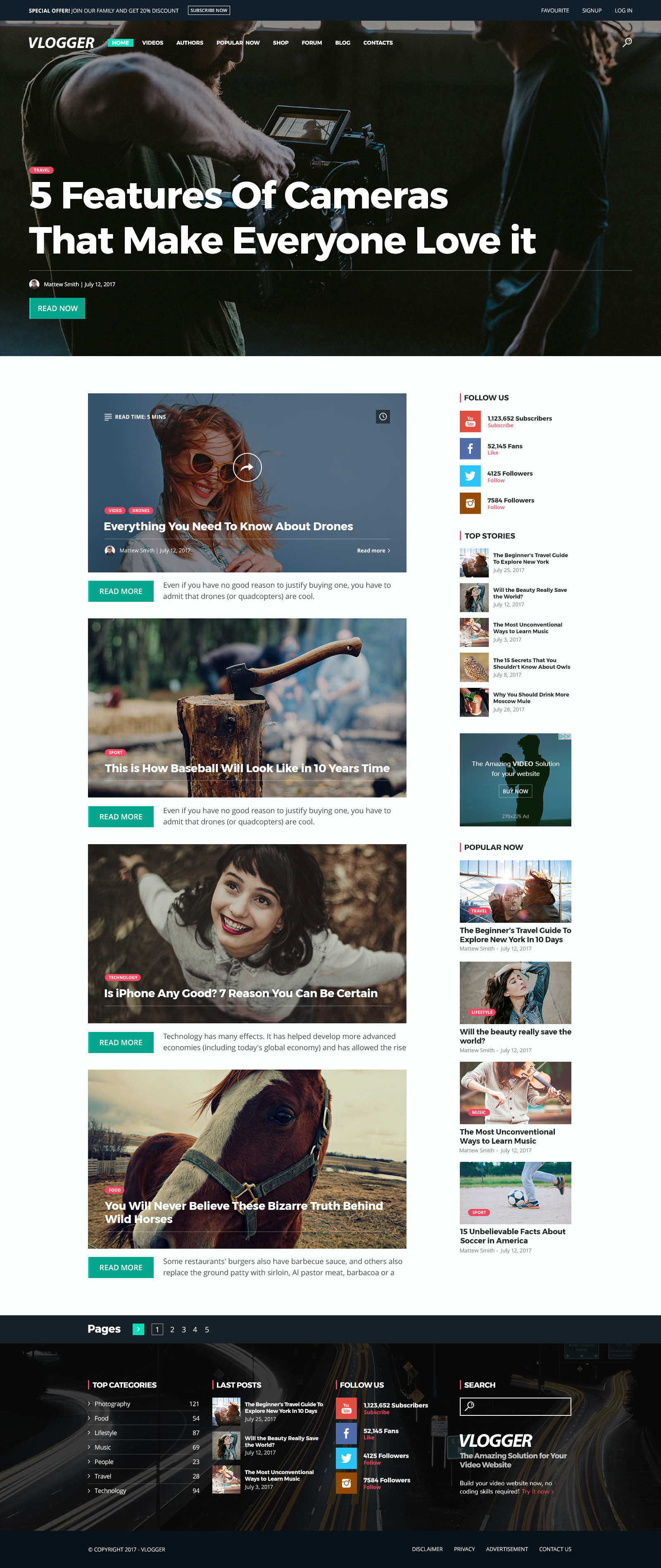 Vlogger - Video Website Template by WordpressThemes2Go | ThemeForest