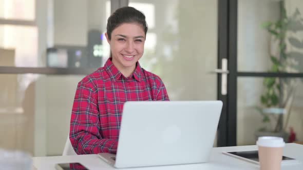 Indian Woman with Laptop Shaking Head As Yes Sign, Stock Footage ...