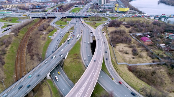 Aerial View of a Freeway Intersection, Stock Footage | VideoHive