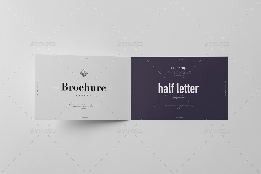 Bi-Fold Half Letter Horizontal Brochure Mock-up, Graphics | GraphicRiver