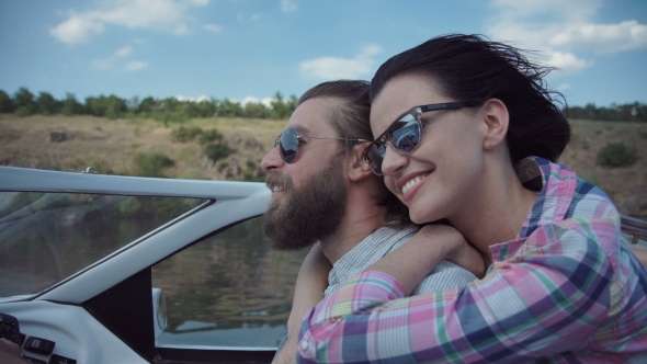 Young Couple Speeding Along in a Motorboat, Stock Footage | VideoHive