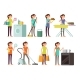 Cartoon Housewife in Housework Activity Vector Set, Vectors | GraphicRiver