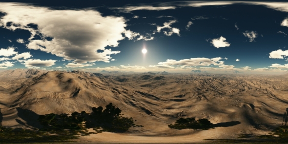 VR 360 Degree Aerial Panorama of Palms in Desert, Motion Graphics ...