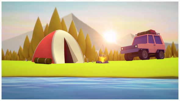 Low Poly Camping Background Loop, Motion Graphics | VideoHive