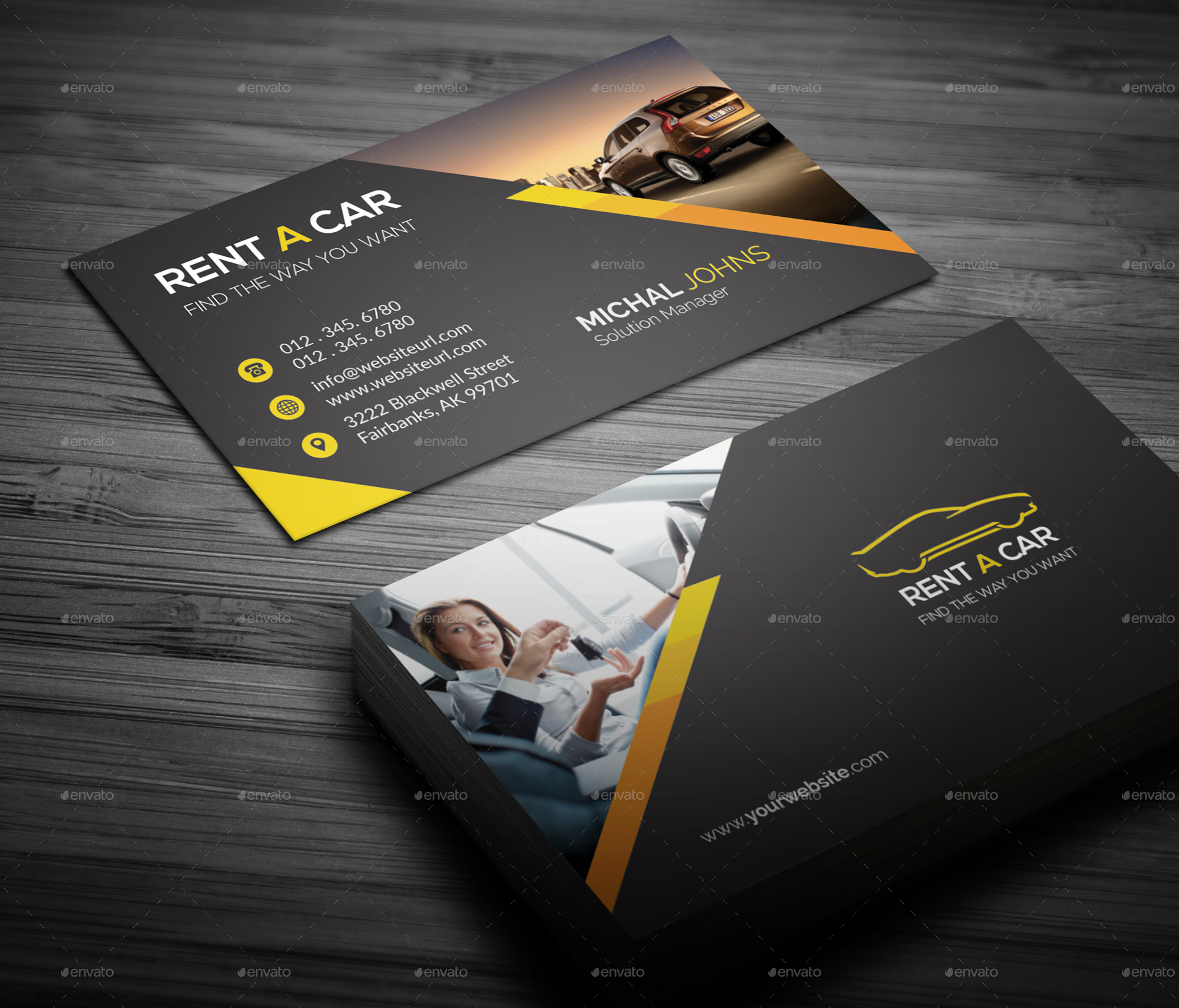 Rent A Car Business Card, Print Templates | GraphicRiver