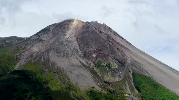 Scenic view of summit of active stratovolcano Mount Merapi on Java ...