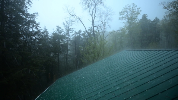 Extreme Weather Hail Hitting Roof During Storm, Stock Footage | VideoHive