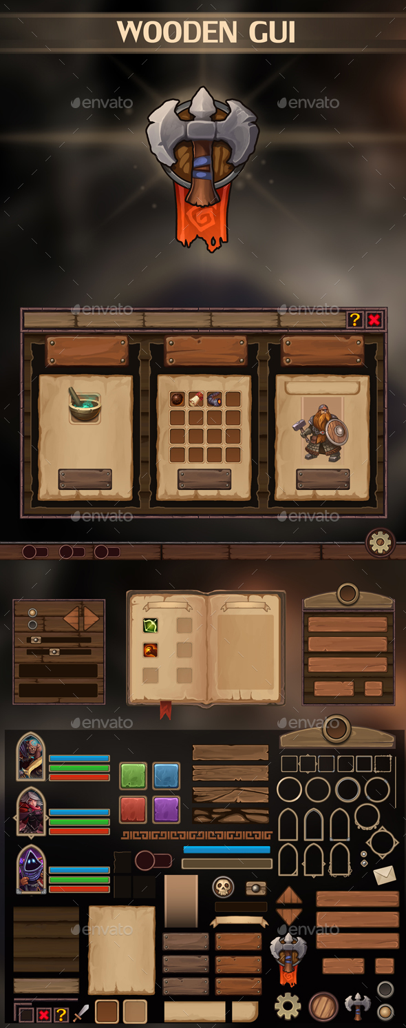 Wooden UI by REXARD | GraphicRiver