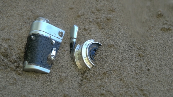 Old Camera Forgotten in the Sand, Stock Footage | VideoHive