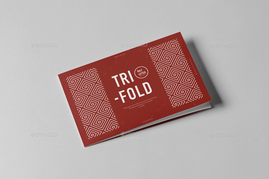 Tri-Fold Half Letter Horizontal Brochure Mock-up, Graphics | GraphicRiver