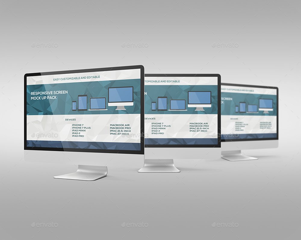 Responsive Screen Mockup Pack, Graphics | GraphicRiver