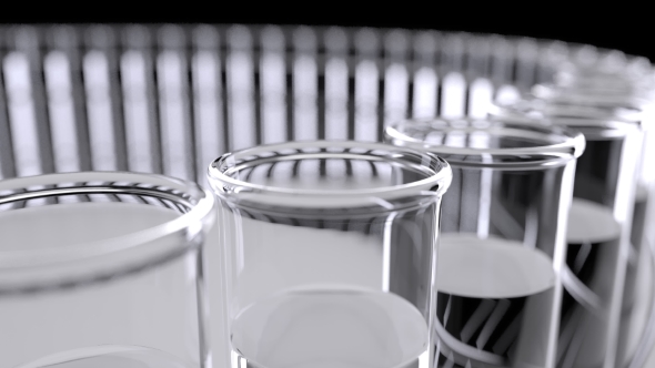 Multiple Laboratory Glass Vials with Transparent Solution, Motion Graphics