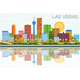 Las Vegas Skyline with Color Buildings, Blue Sky and Reflections., Vectors