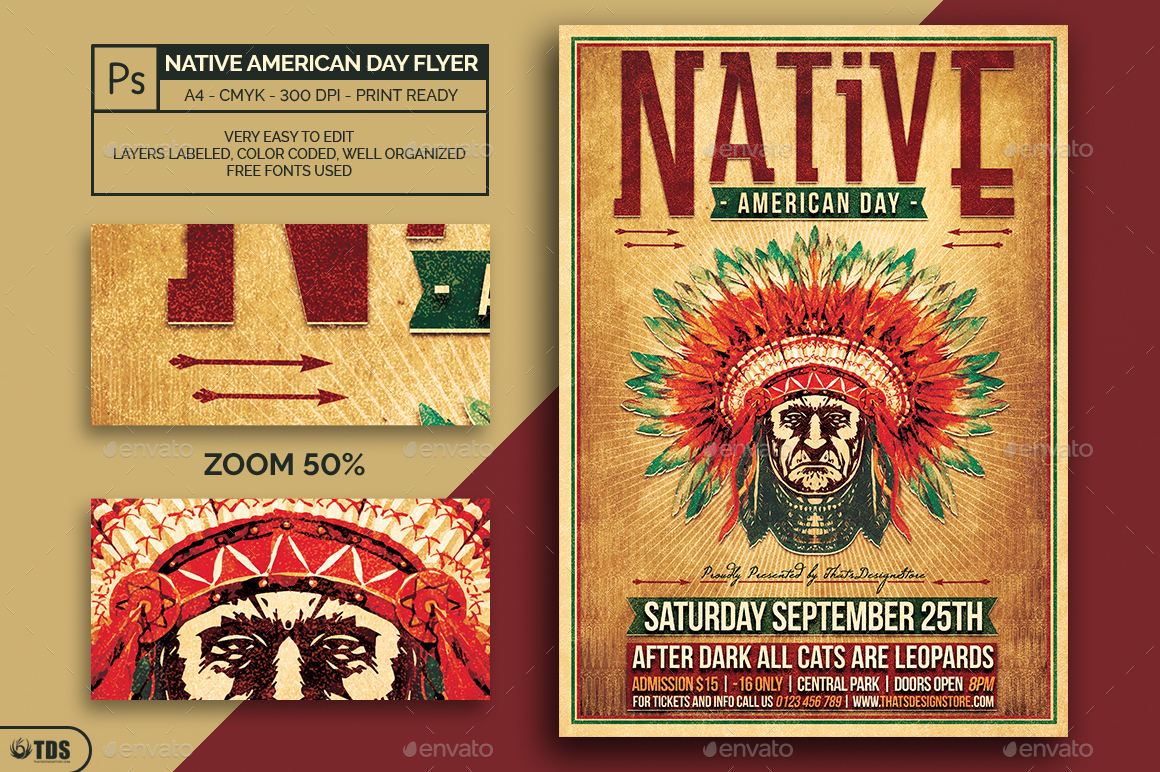 Native American Day Flyer Template by lou606 | GraphicRiver