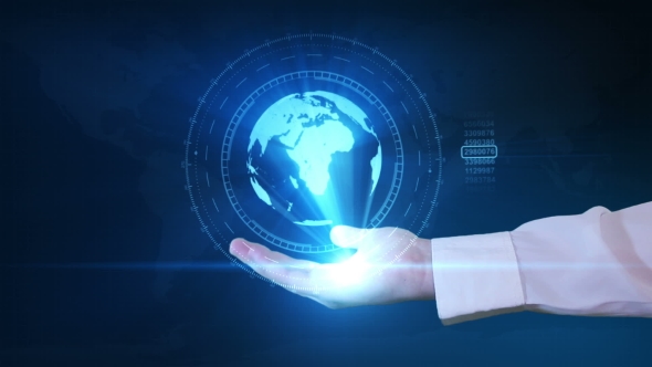 A Businessman Is Holding a Hologram, Motion Graphics | VideoHive