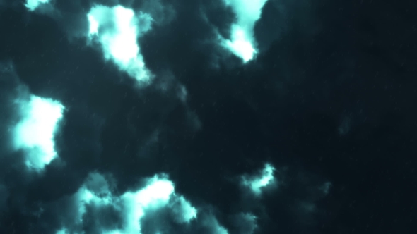 Severe Thunderstorm Clouds at Night with Lightning, Motion Graphics