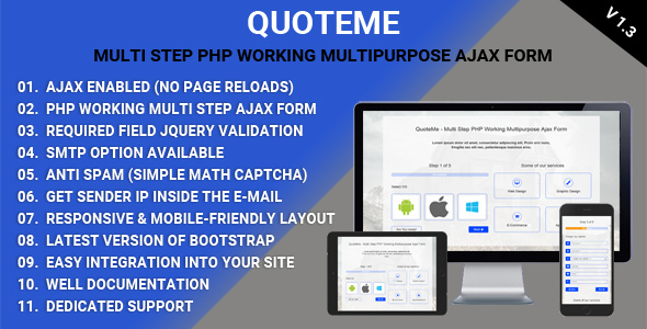 QuoteMe Multi Step PHP Working Multipurpose Ajax Form by mgscoder | CodeCanyon