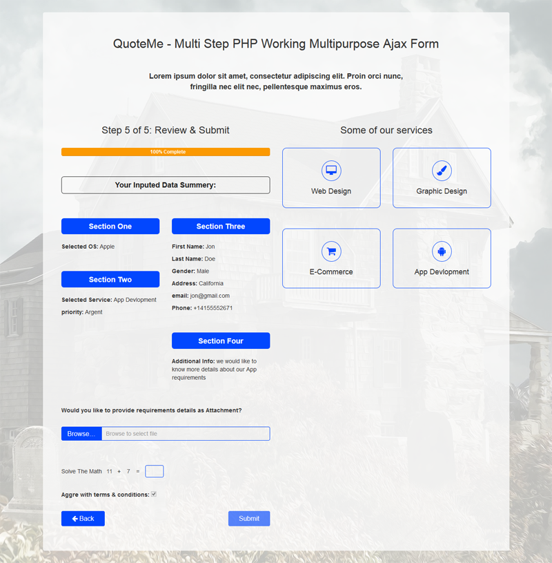 Quoteme Multi Step Php Working Multipurpose Ajax Form By Mgscoder Codecanyon
