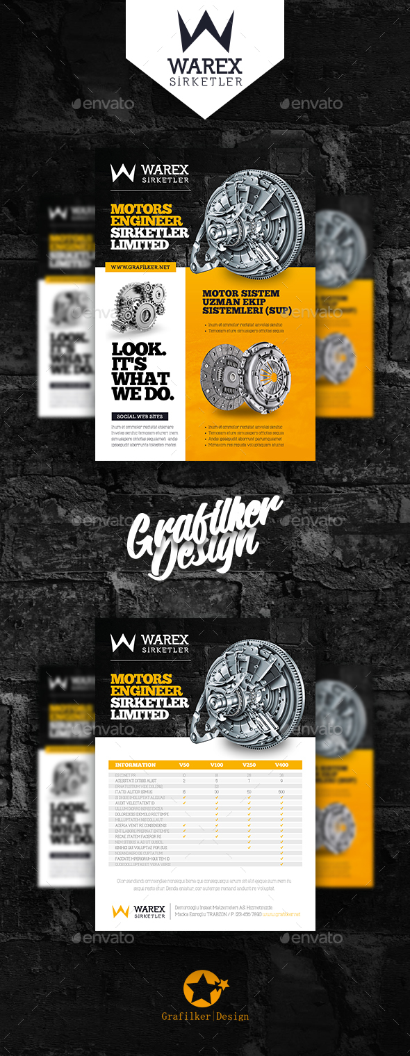 Technical Data Product Flyer Templates by grafilker | GraphicRiver