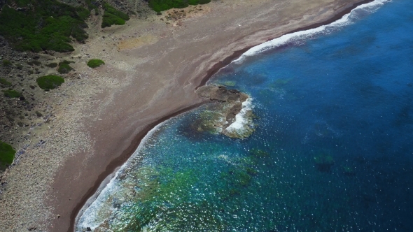 Top View Aerial From Flying Drone of an Amazingly Beautiful Sea ...