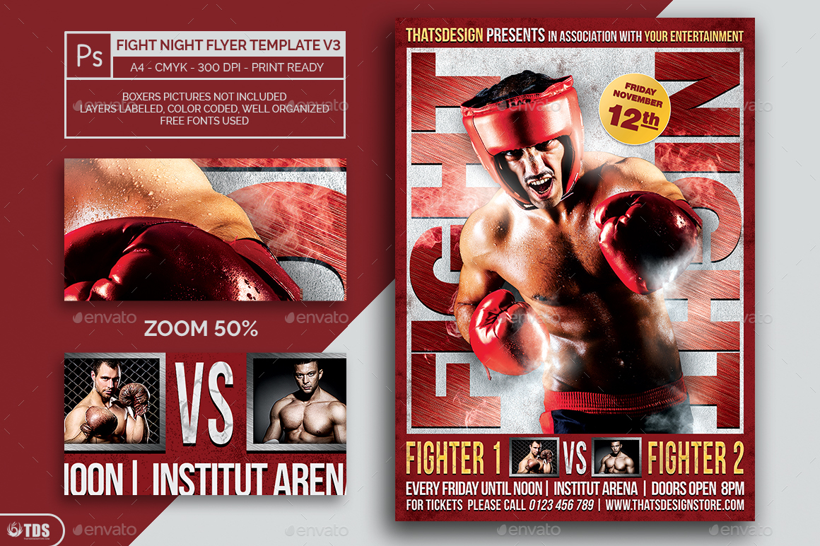 Fight Night Flyer Template V3 by lou606 | GraphicRiver