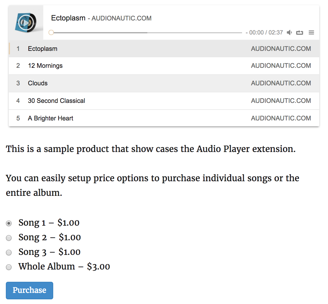 Easy Digital Downloads Product Audio Sampler Player by Pluginskoo ...