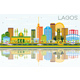 Lagos Skyline with Color Buildings, Blue Sky and Reflections., Vectors