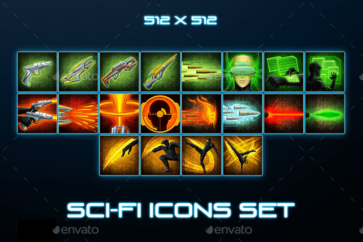 Sci-Fi UI + 180 Game Icons, Game Assets | GraphicRiver
