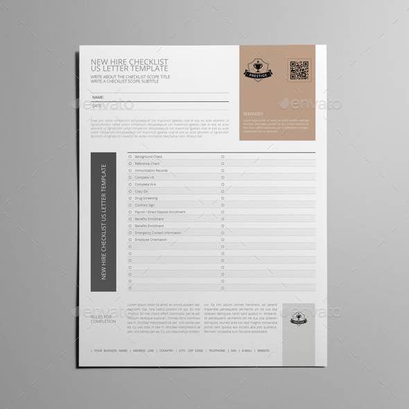 New Hire Checklist US Letter Template by Keboto | GraphicRiver