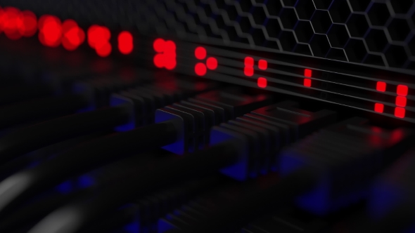 Server Connectors and Flashing Red Lamps, Motion Graphics | VideoHive