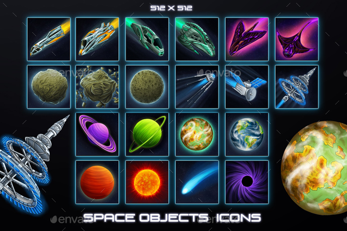 180 Sci-fi Game Icons, Game Assets | GraphicRiver