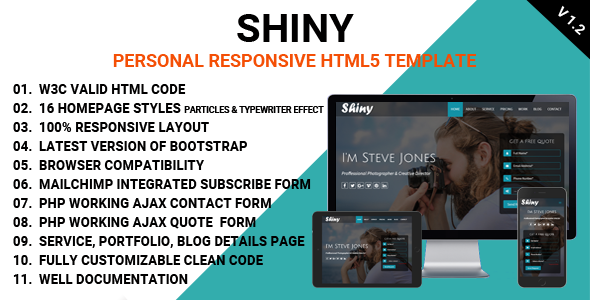 Shiny - Personal Responsive HTML5 Template by mgscoder | ThemeForest